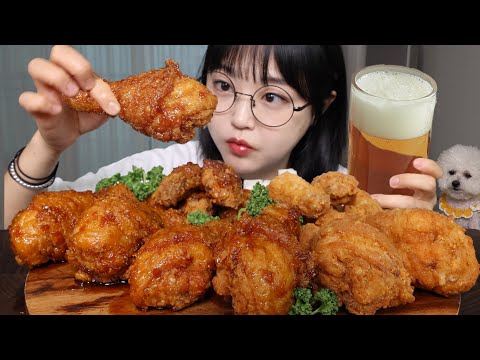 Knuspriges, süßes selbstgemachtes Hähnchen mit eiskaltem Bier🍗🍺Mukbang ASMR