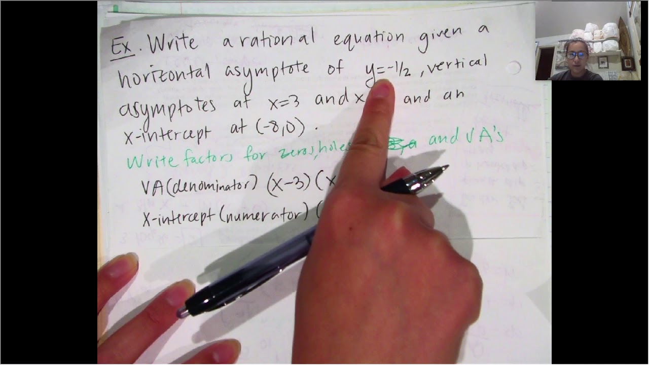 Writing Rational Functions [given VA, HA, and zero] - YouTube