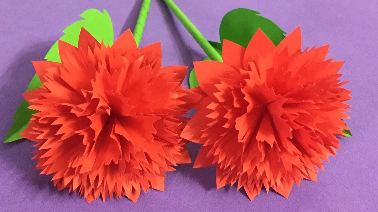 How to Make Beautiful Red Paper Flower - Making Paper Flowers Step by ...
