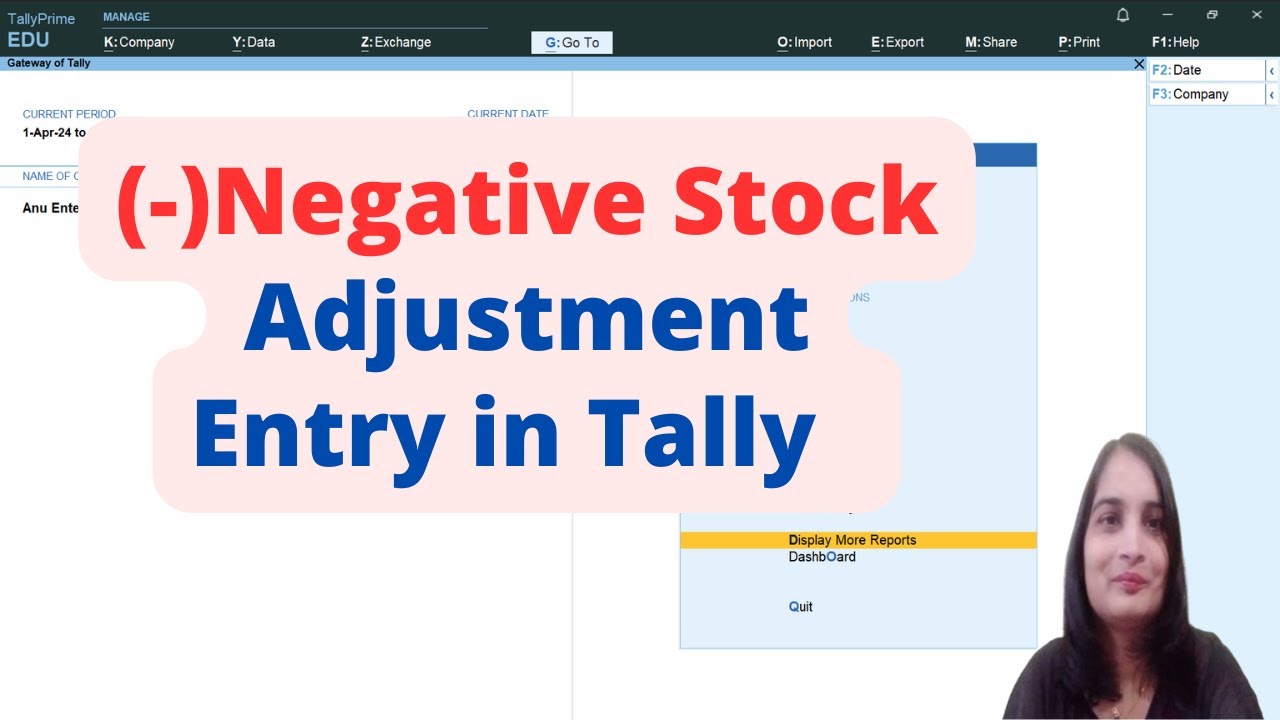 Negative Stock Adjustment in Tally Prime| How to Adjust negative stock ...