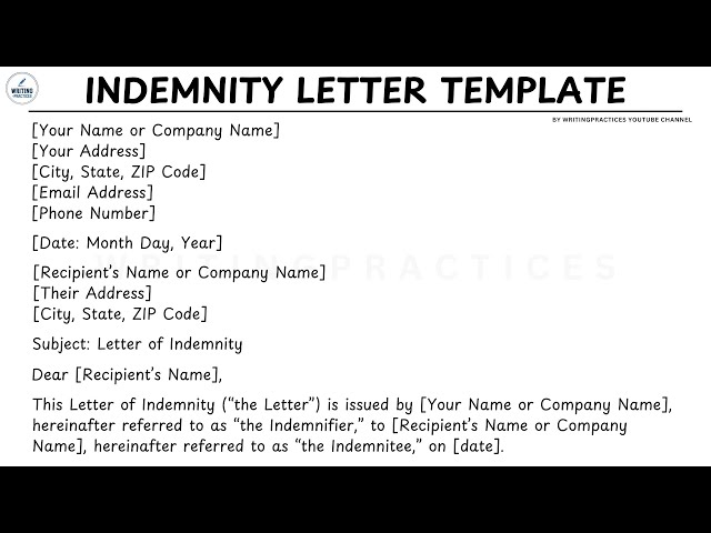 Letter Of Indemnity Format S E3) Error On Letter Of Undertaking