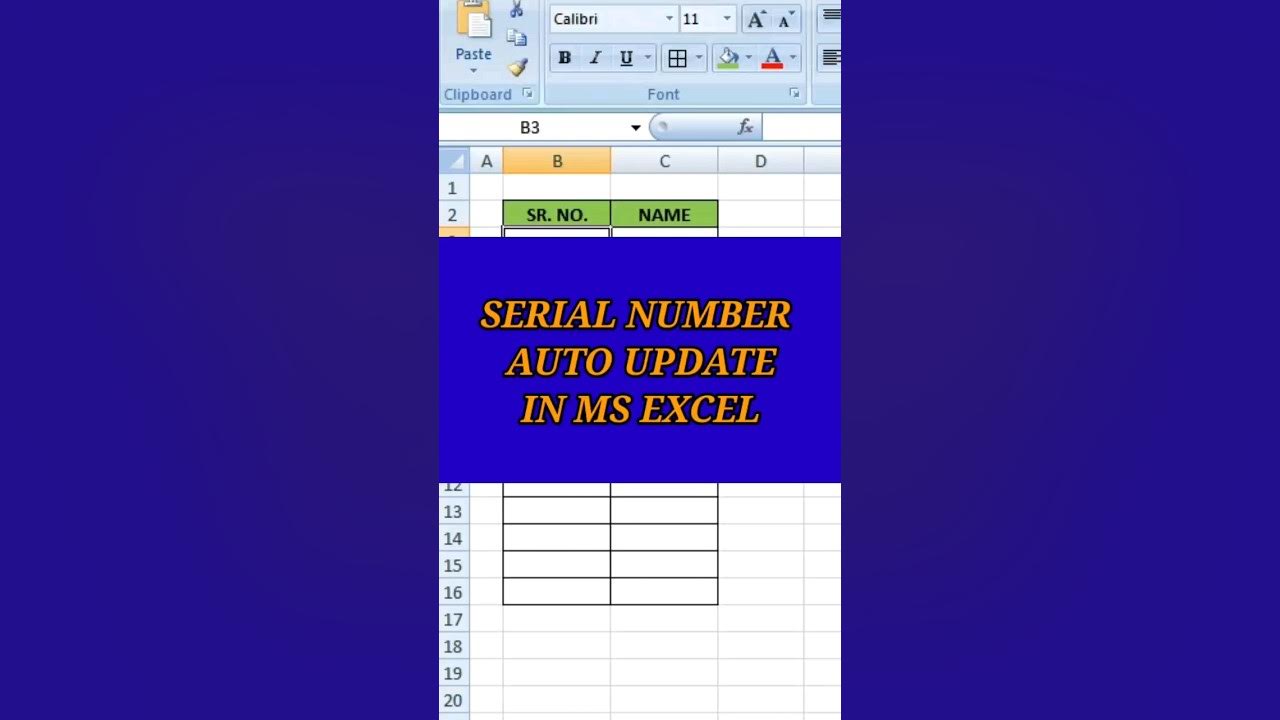 Serial Number Auto Update In Excel exceltech excelcourse serial-number-auto-update-in-excel-exceltech-excelcourse