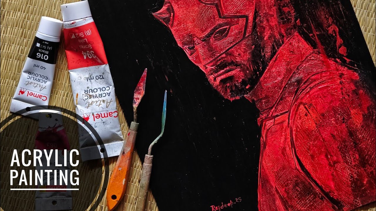 Daredevil Born Again Acrylic Painting | Daredevil Drawing | Acrylic ...