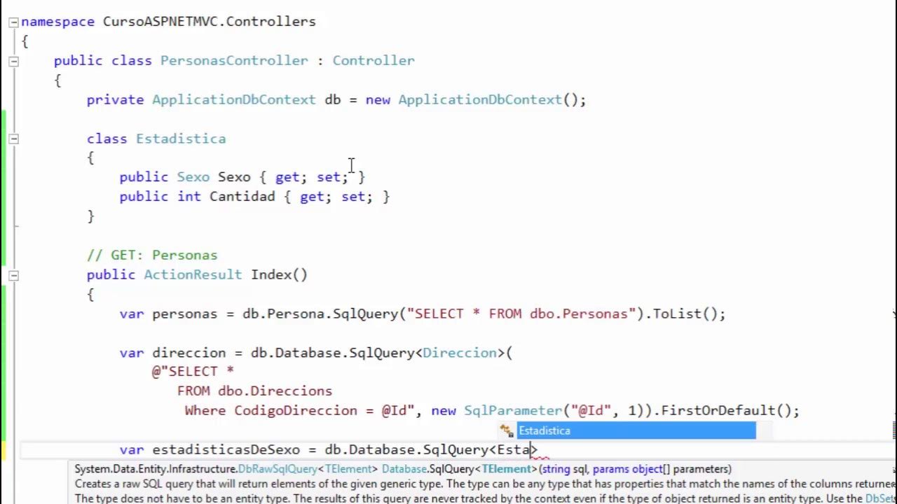 Entity Framework query arbitrario. SqlQuery | Entity Framework 6 | Programando en ASP.NET MVC 5 ...