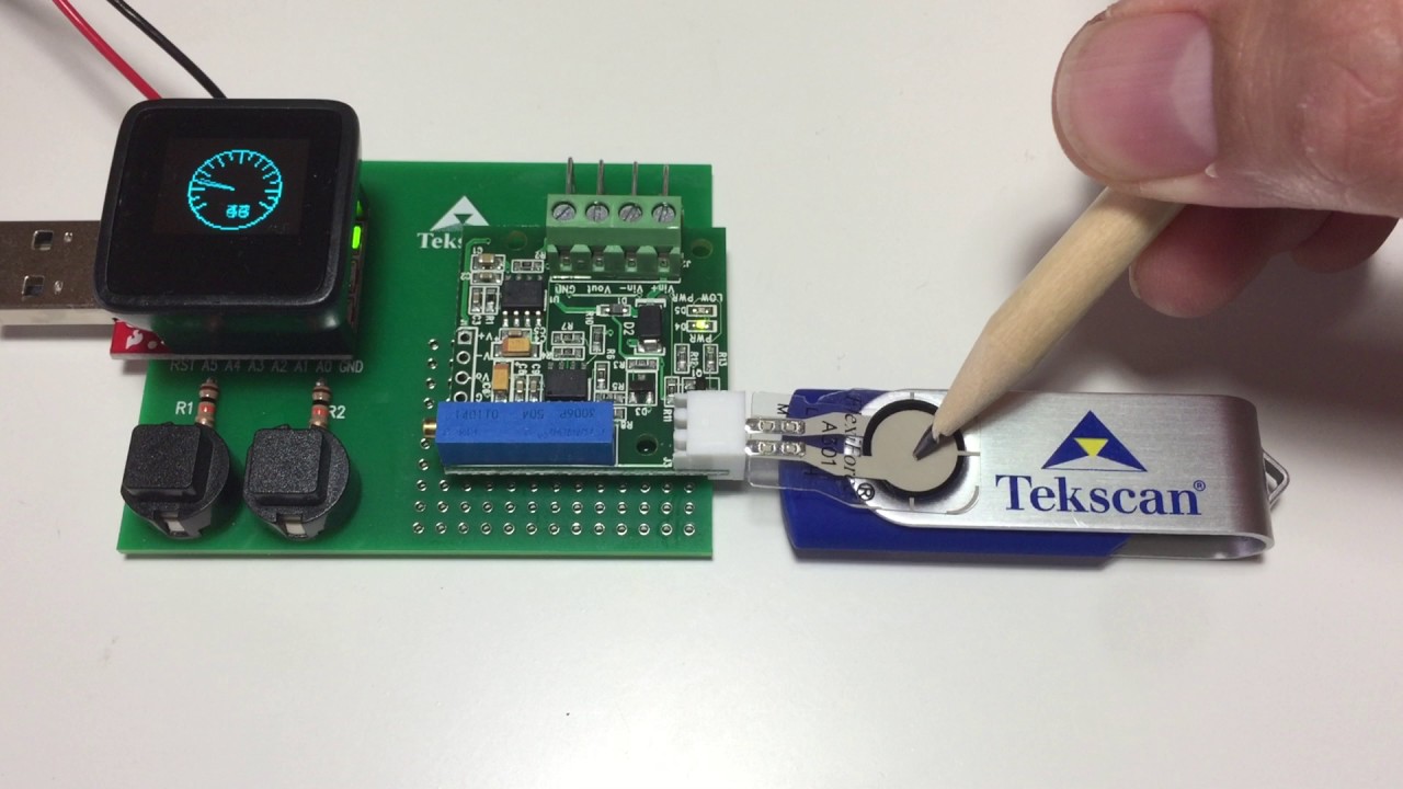 Flexiforce tekscan evaluation kit tested with A-301 sensor - YouTube