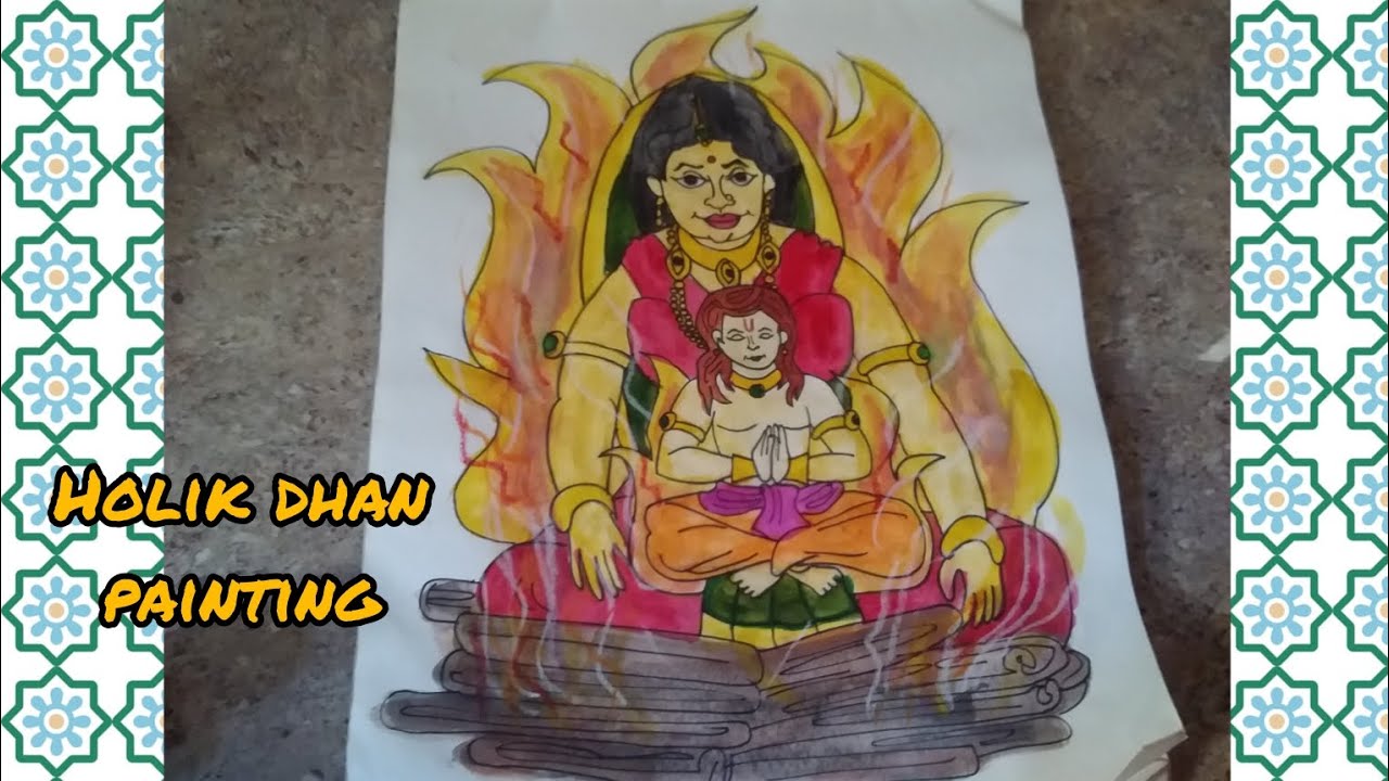 How to draw holika and prahlad| Holika dhan drawing |Holi special ...