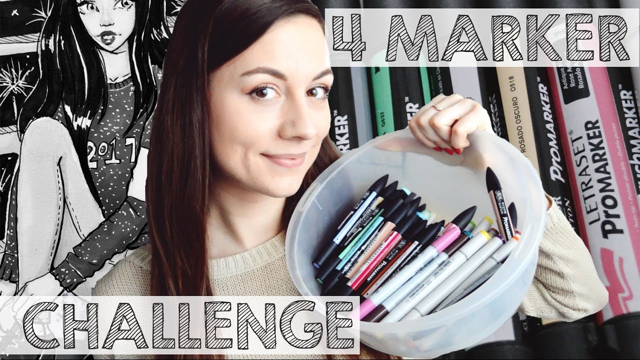 KOLORUJĘ 4 MARKERAMI! - 4 MARKER CHALLENGE / PL - YouTube