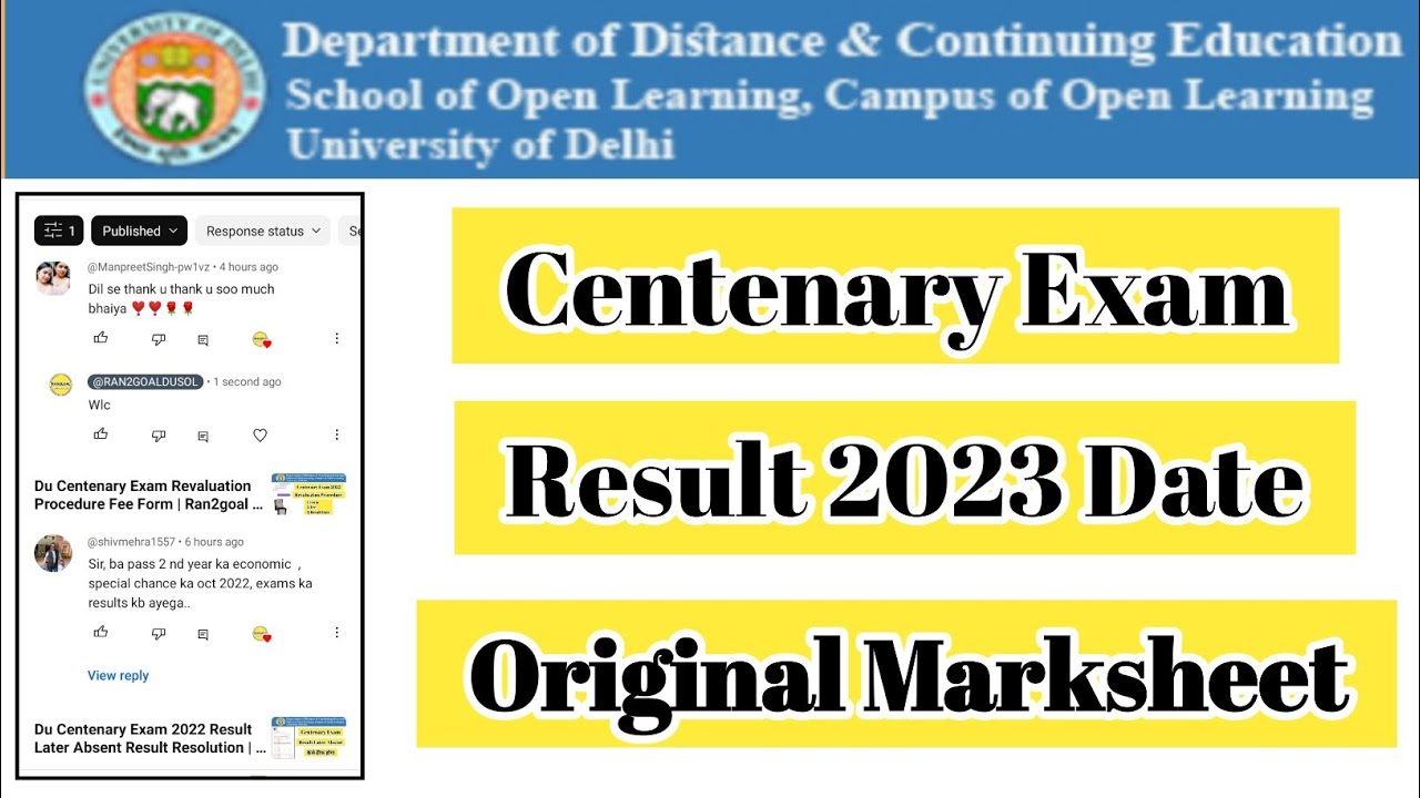 Du Centenary Exam 2023 Result Result Problem Original Marksheet ...