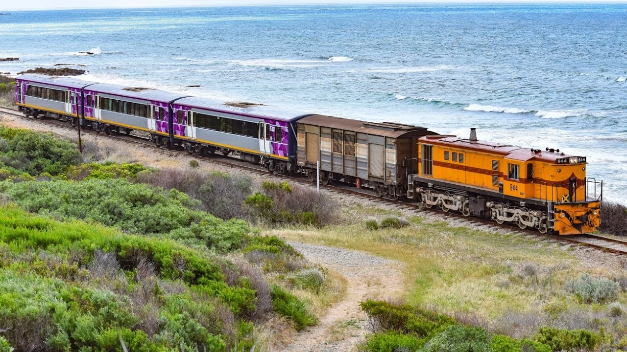 Cockle Train travelling along the coast with the recently put into ...
