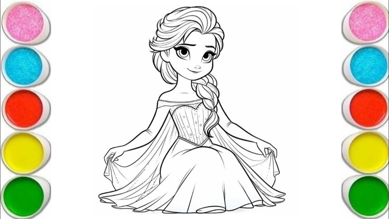 Beautiful Elsa frozen drawing||Disney Frozen drawing for kids and ...