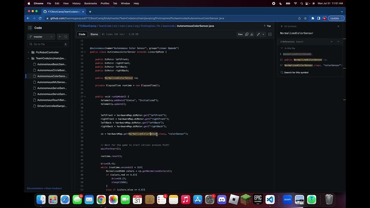 FIRST Tech Challenge - Simple Java program that uses color sensor - YouTube