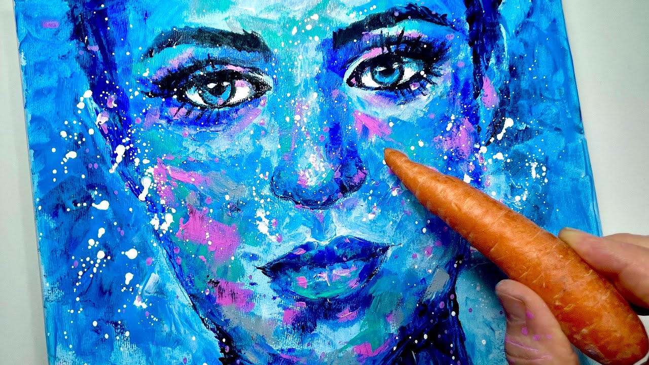PAINT A PORTRAIT With A CARROT / Acrylic Painting - YouTube