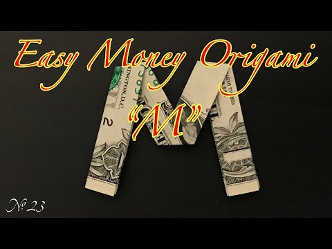 $1 Money Origami Letter “M” US dollar bill origami, Gift idea / お札で折り紙