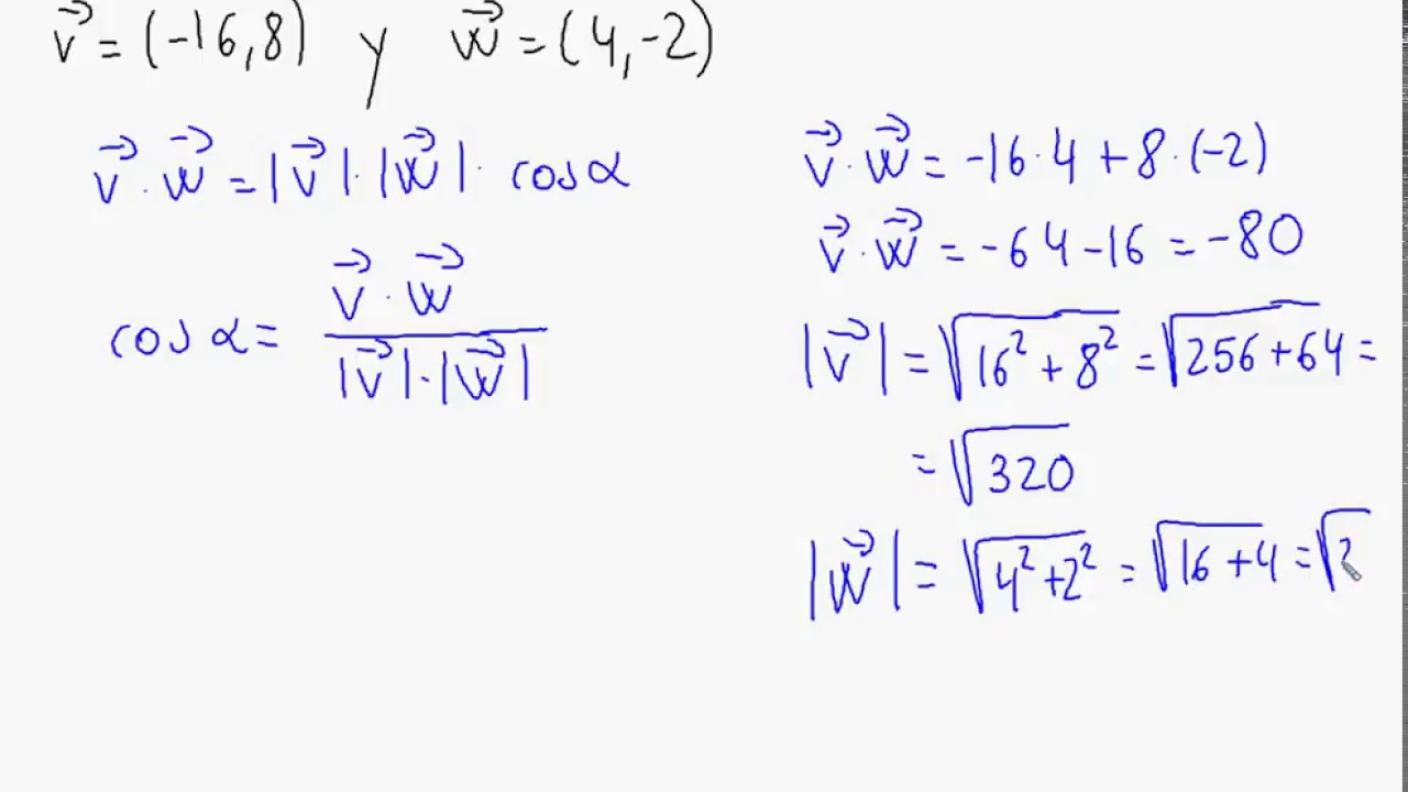 Cómo calcular el ángulo que forman dos vectores. - YouTube