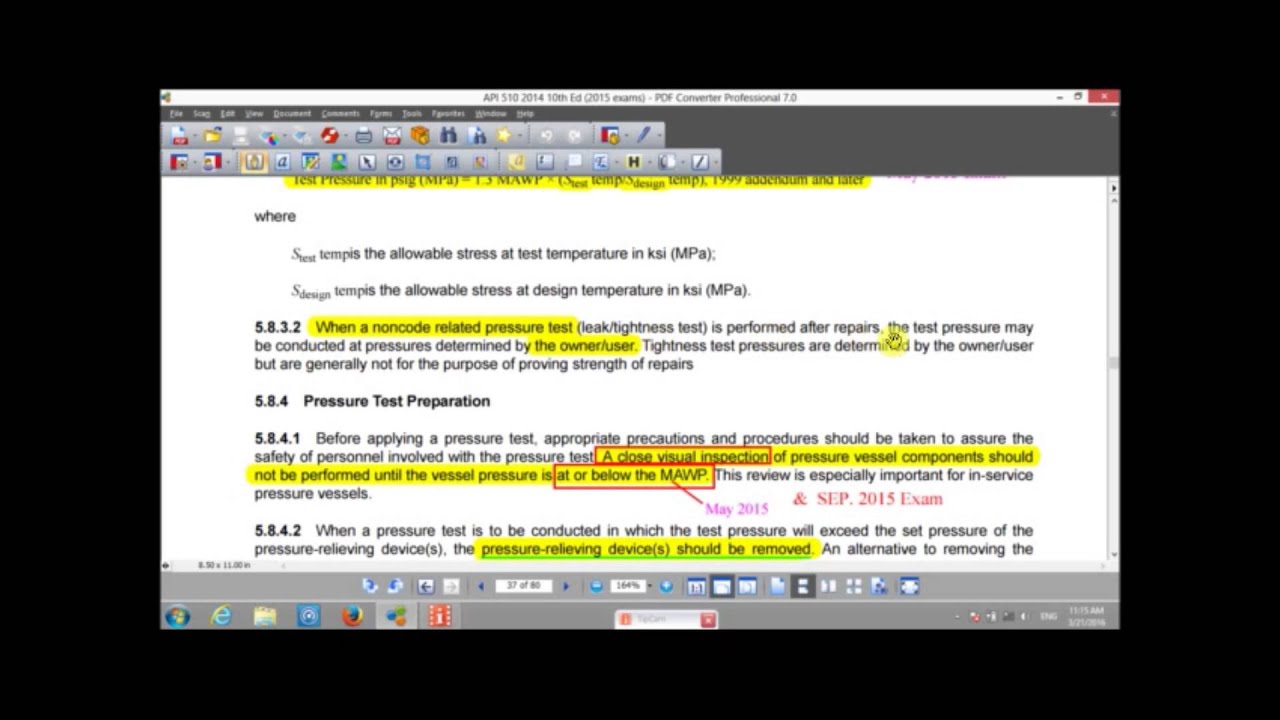 017 API 510 Course - (5 .8) Pressure Testing - lesson 017 (Arabic ...