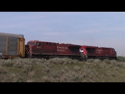 Pulling into the City!! CP 9374 Leads CP 199 West at Glenmore, Calgary AB. CP Brooks Subdivision ...