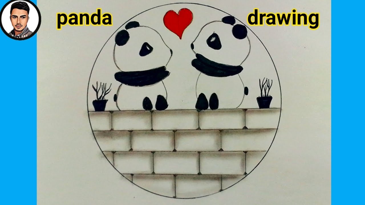 Circle Drawing Panda Drawing|| panda drawing easy|| panda drawing in ...