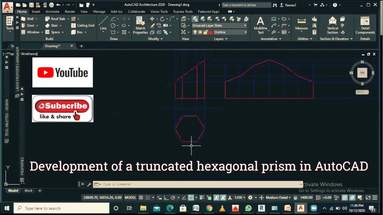 Development Of Hexagonal Prism In AutoCAD YouTube Development Of Hexagonal Prism In AutoCAD YouTube