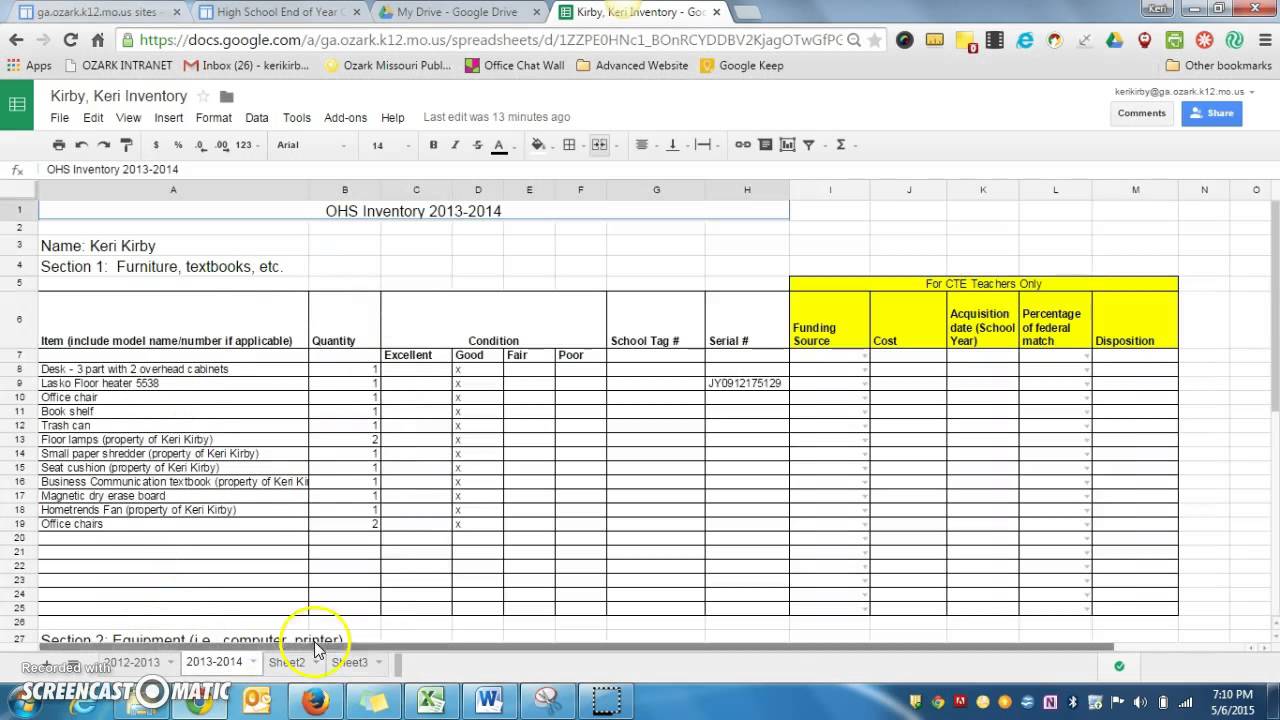 Making a Copy of Inventory Sheet and Renaming - YouTube