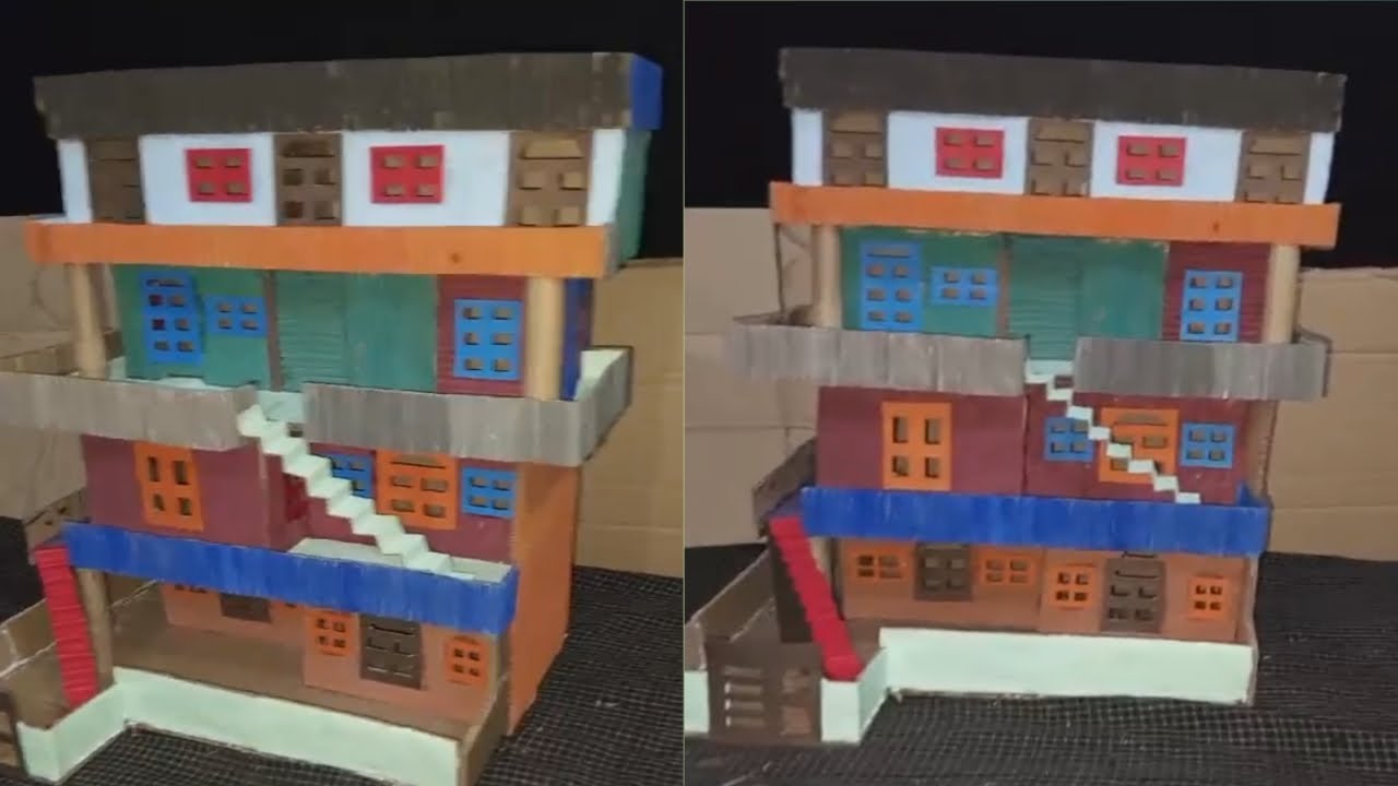 How to make a diy cardboard miniature house using cardboard box ...