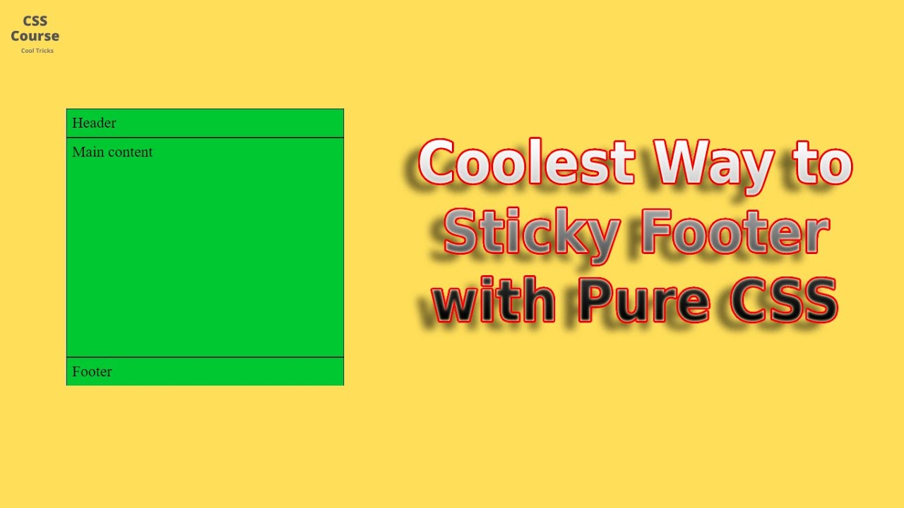 How To Sticky Footer With Pure Css In Coolest Way Less Code Youtube