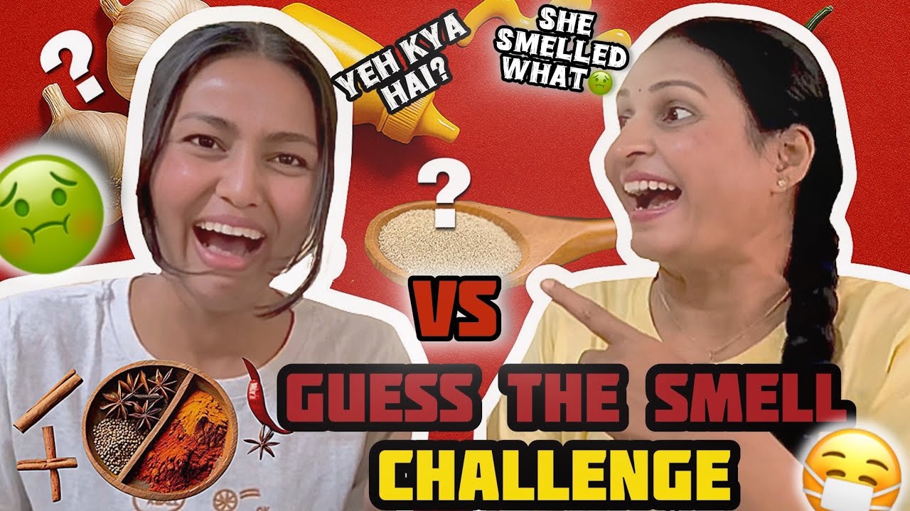 GUESS THE SMELL Challenge | BUT SHE CHEATED😱💨| Madhu Ajt | - YouTube