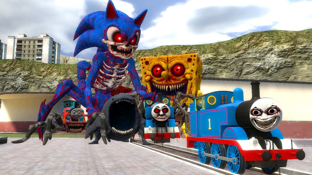 Building a Thomas Train Chased By Cursed Thomas, Sonic Monster and ...