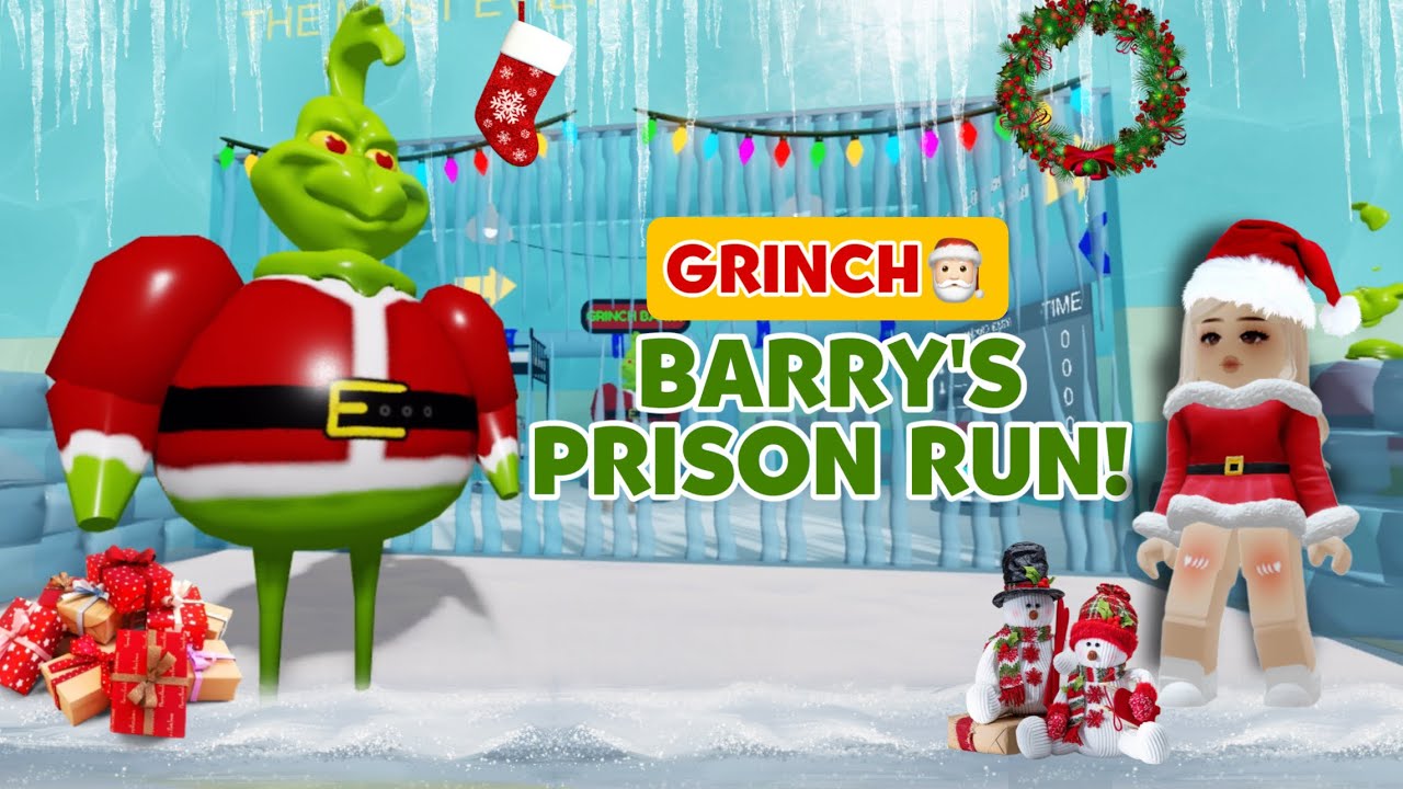 🍬[UPDATE!] GRINCH BARRY'S PRISON RUN! (OBBY) | ROBLOX GAMEPLAY ...