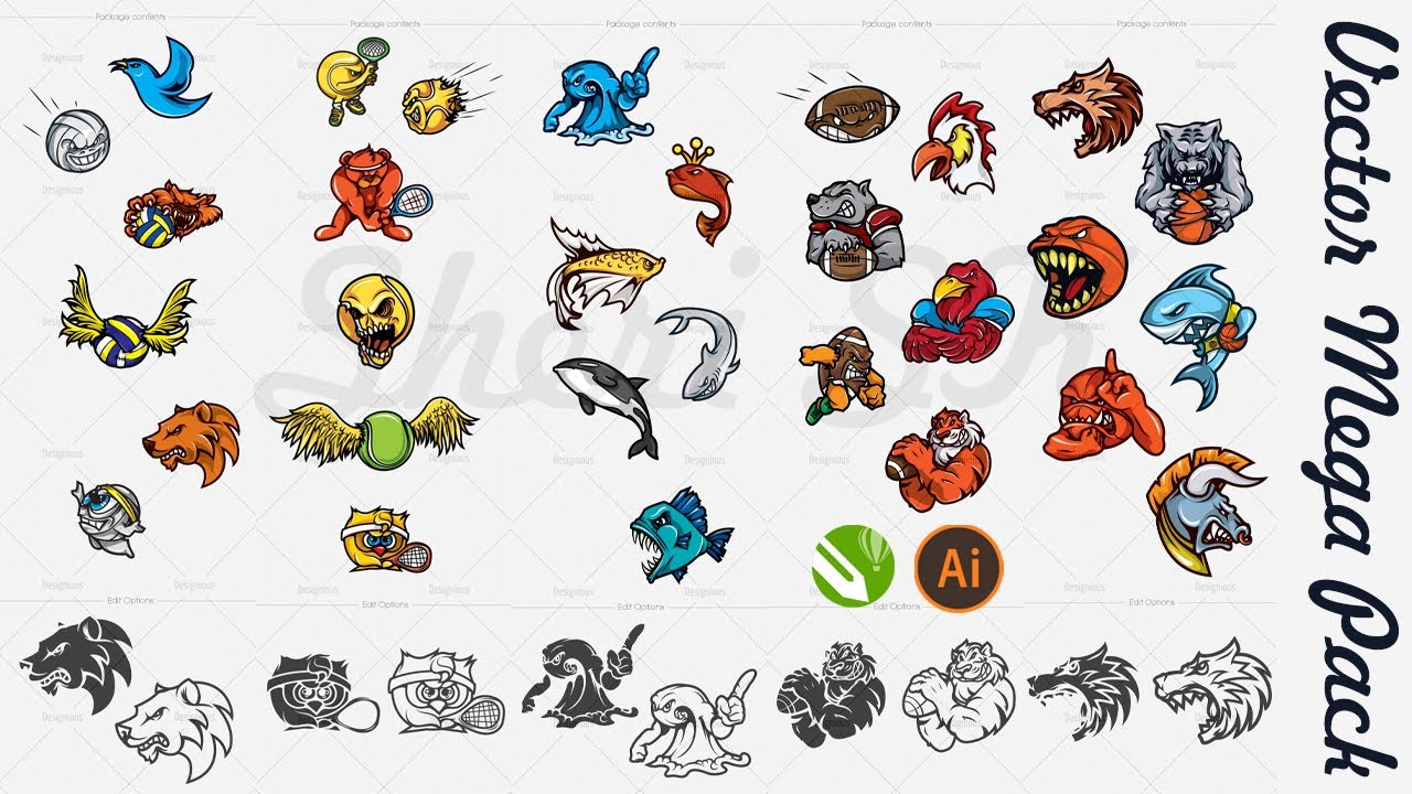 Mascots Logo Vector Mega Pack Download In CDR EPS And AI Files |Sheri ...