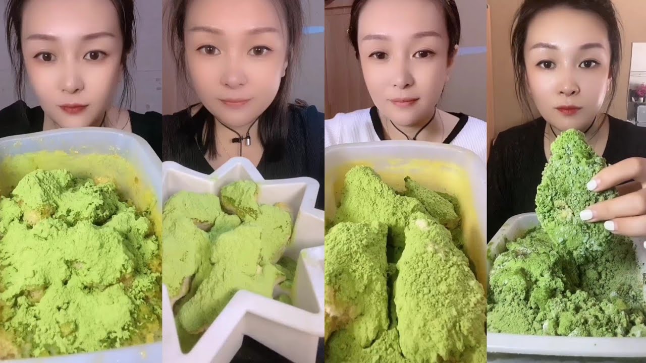 her ice with full dry matcha powder ASMR 💚 - YouTube
