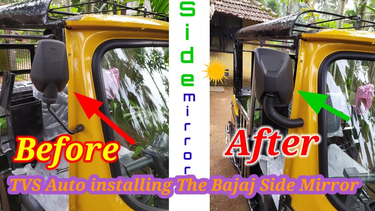 TVS Auto Rickshaw Installing The Bajaj Big Side Mirrors. - YouTube