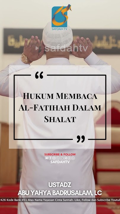 [SHORT] Hukum Membaca Al Fatihah Dalam Shalat - Ust Badru Salam, Lc - YouTube
