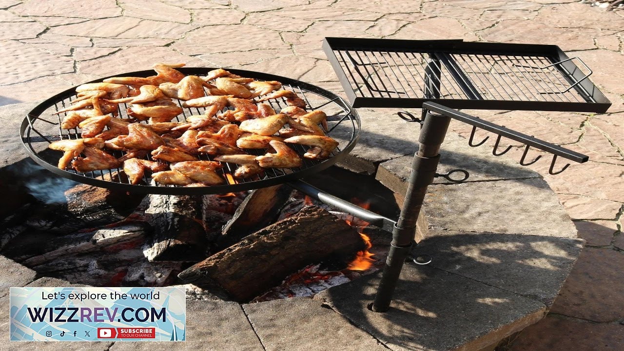Campfire Cooking System Dual Grates Swivel Grill 4 Hook Height Adjust ...