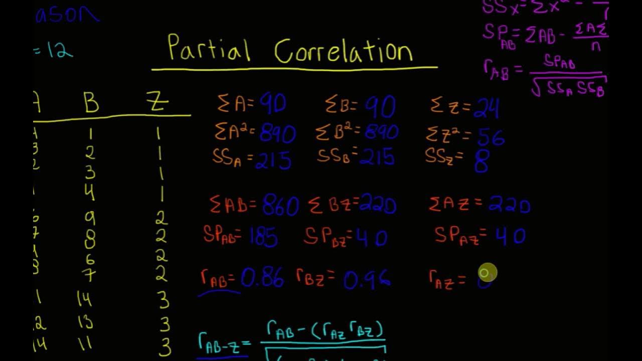 Partial Correlation Part 1 Calculating R Youtube