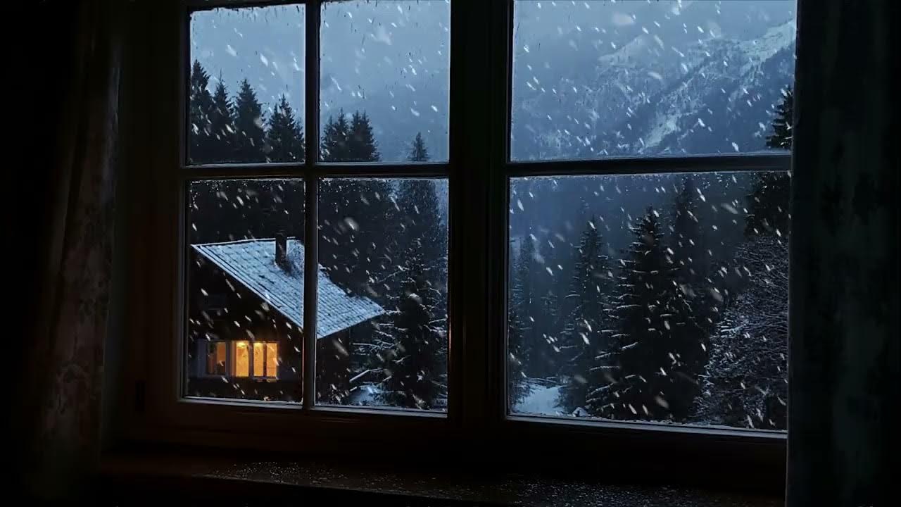 Cozy Winter Calm: Gentle Snowfall Framed by the Window for Relaxation ️🕯️ - YouTube