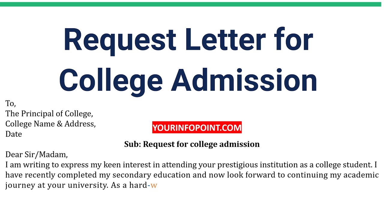 Request letter for college admission - College admission application to ...