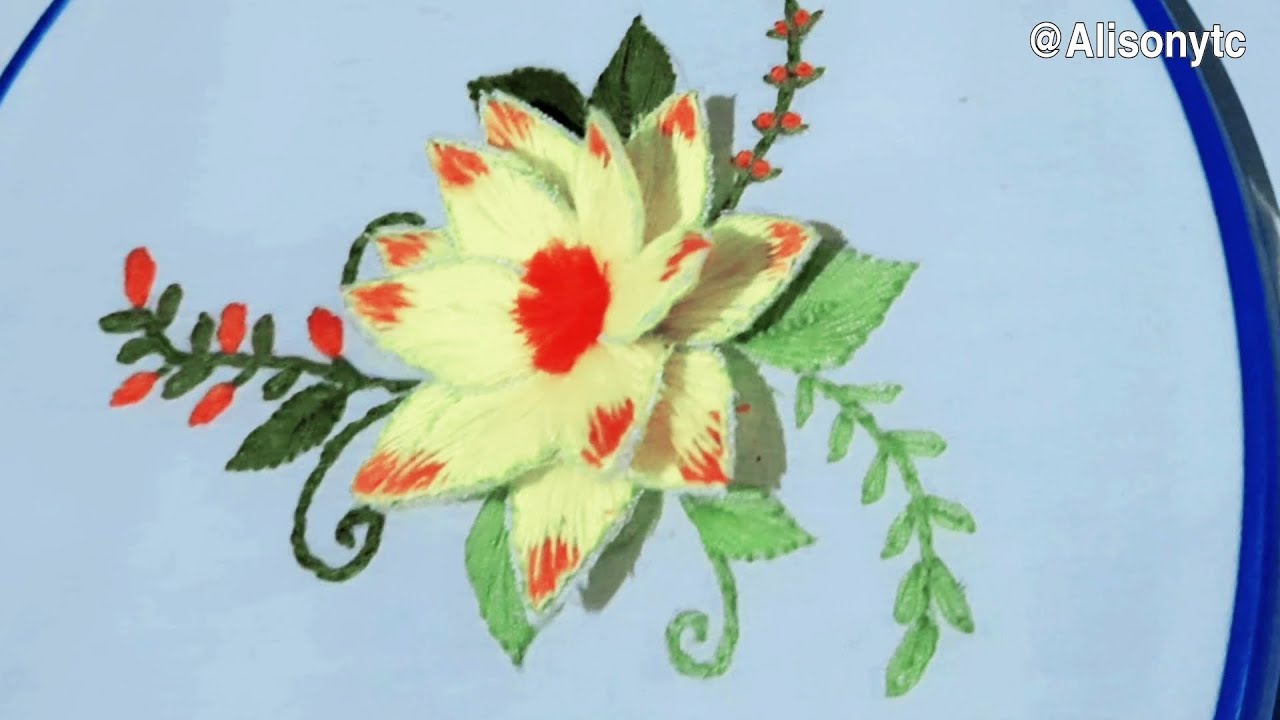 BEAUTIFUL 3D FLOWER HAND EMBROIDERY DESIGN.EASY HAND EMBROIDERY STITCHES FOR BEGINNERS ...