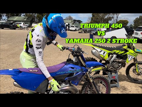 TRIUMPH 450 VS YAMAHA 250 2 STROKE LAP TIME COMPARISON POV AT HASTINGS ...