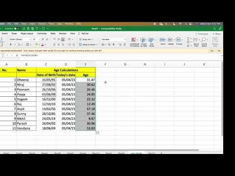 How to Calculate Age in Excel Using the DATEDIF and DAYS Functions - YouTube