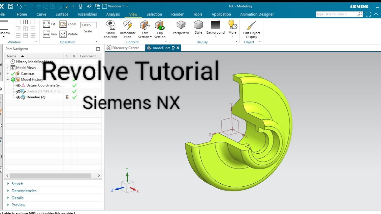 Siemens Nx Revolve Tutorials For Beginners Cad Cadtutorials Share Youtube