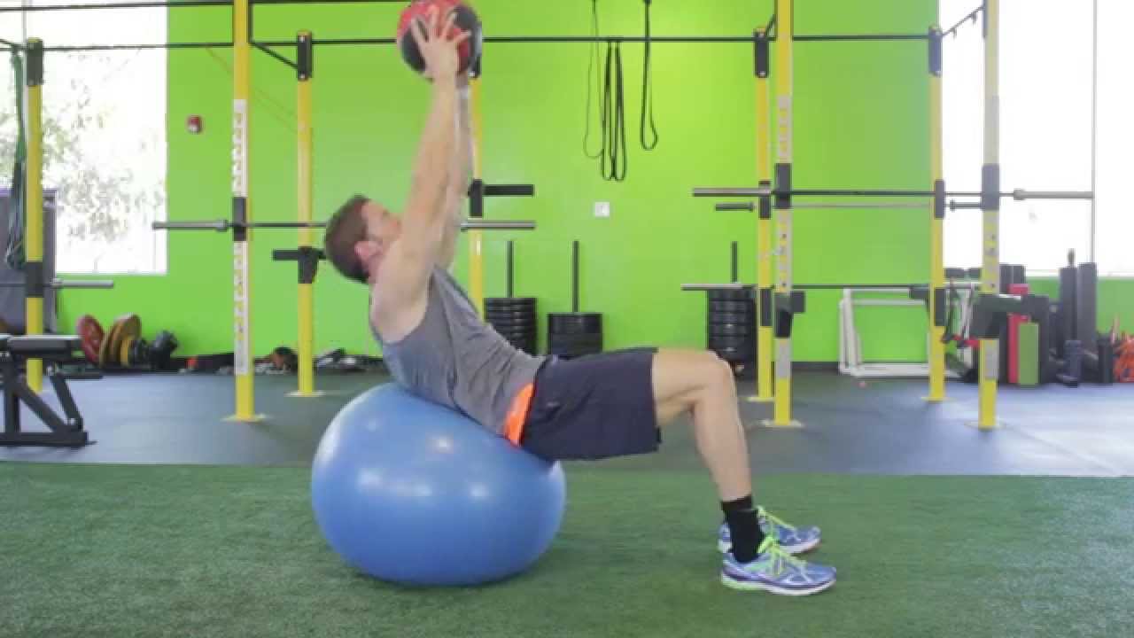 Stability Ball Push Crunch - YouTube