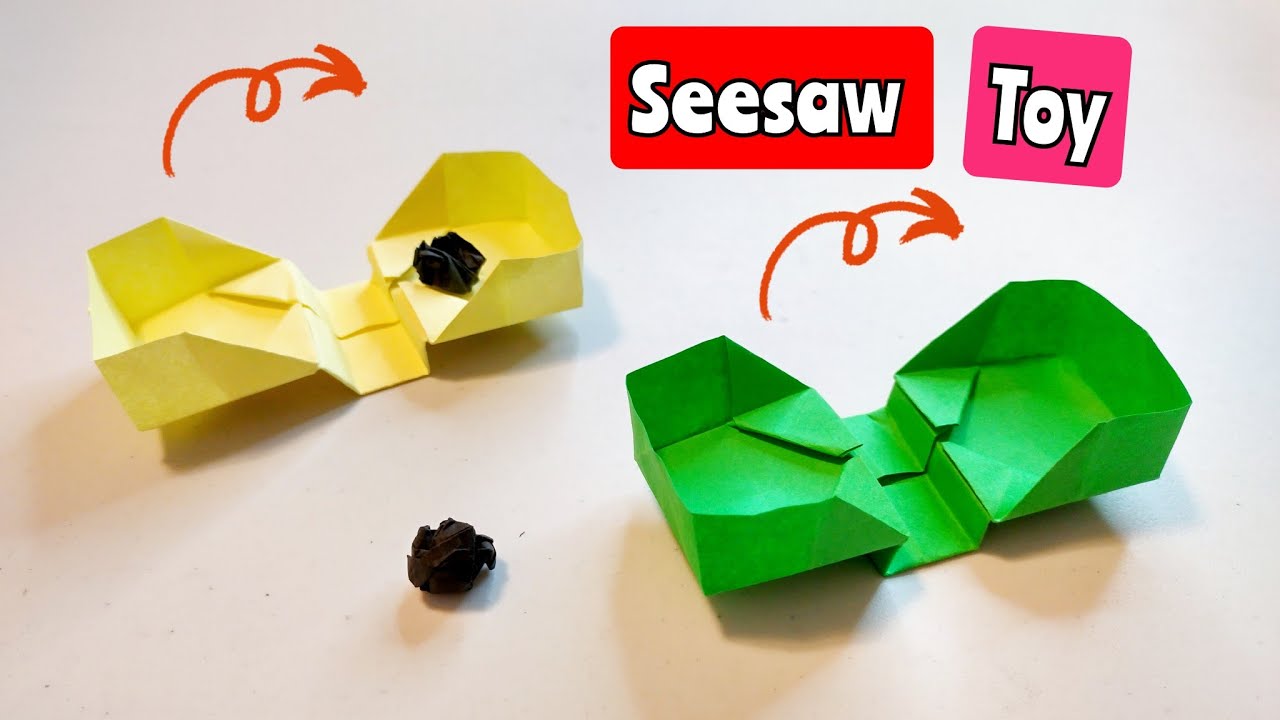 Easy Origami Paper Toys I DIY Paper Seesaw Toy | 簡易摺紙蹺蹺板彈球玩具 | 简易折纸跷跷板 ...