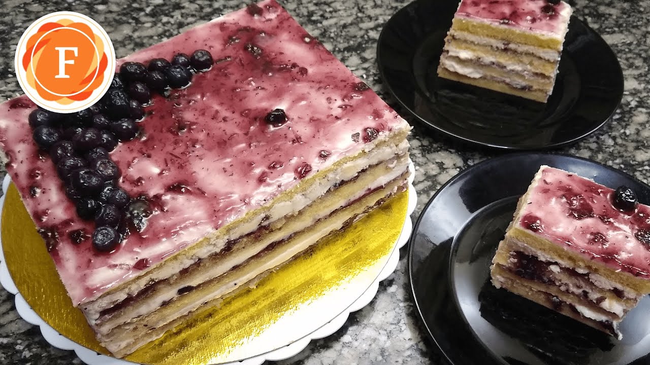 Postre húmedo con Genoise, Crema y Arándanos || Feather Sweets - YouTube