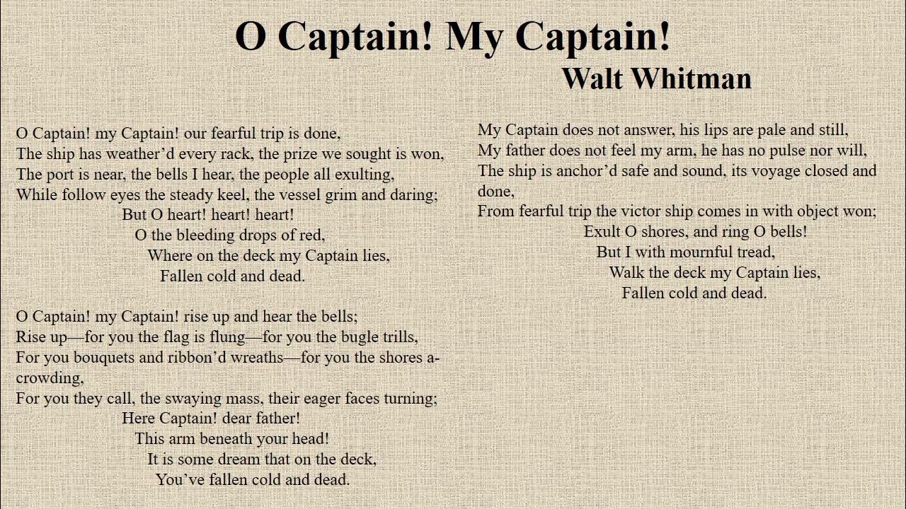 Walt Whitman's "O Captain! My Captain!" (Summary) - YouTube