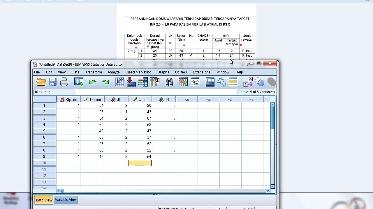 Tutorial cara membuat variabel view & menginput data view di SPSS - YouTube