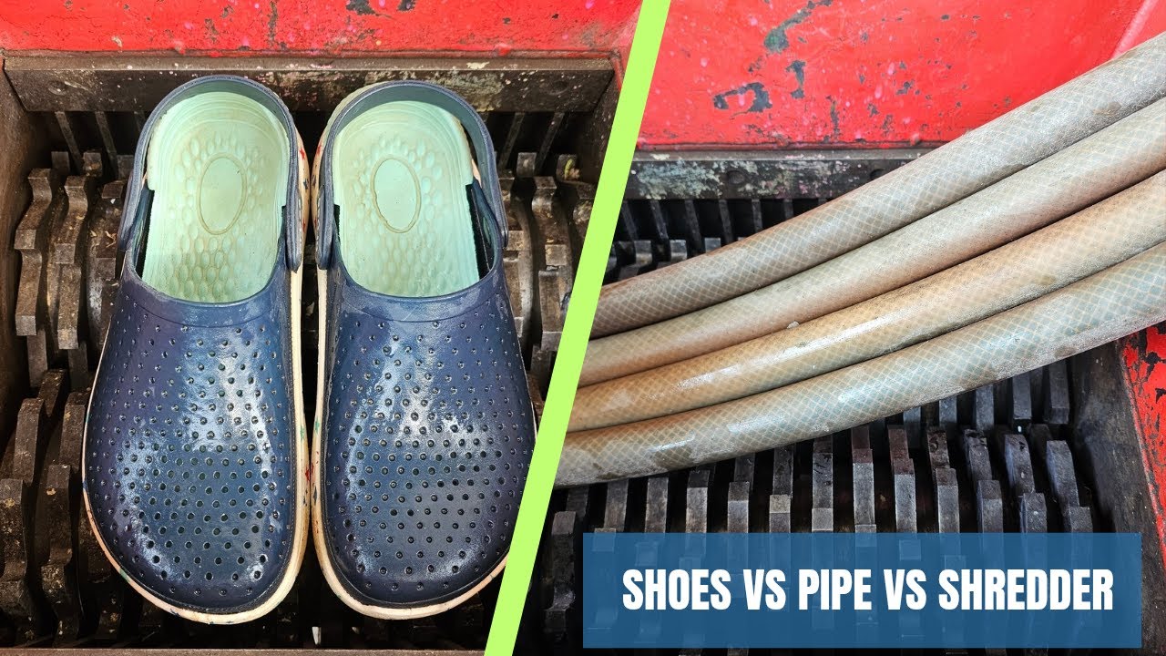 Shoes vs Shredder vs Plastic Pipe | Shredding Shoes and Pipe ...