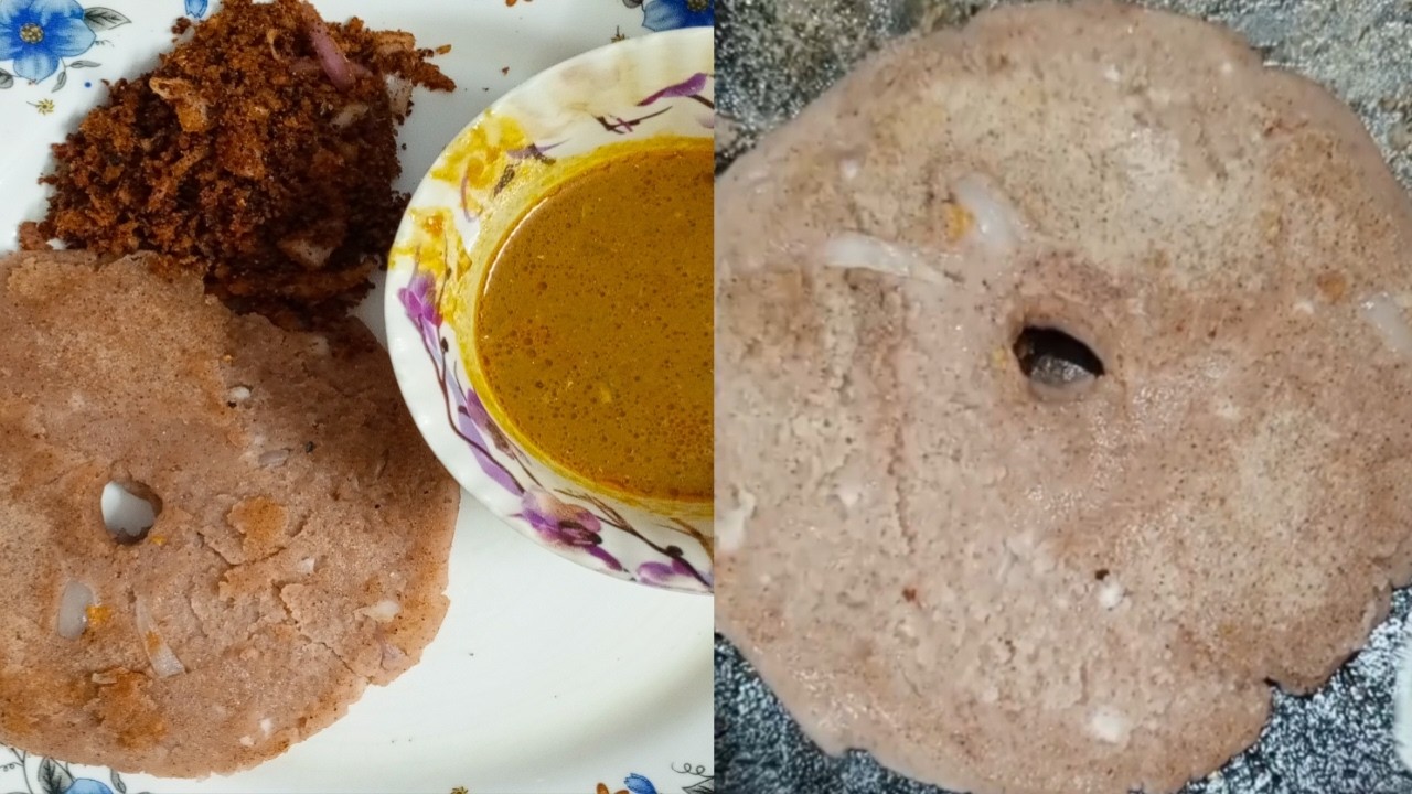 Village famous Rice 🌾🍚 flour brown or white rotti with maasi sambal ...