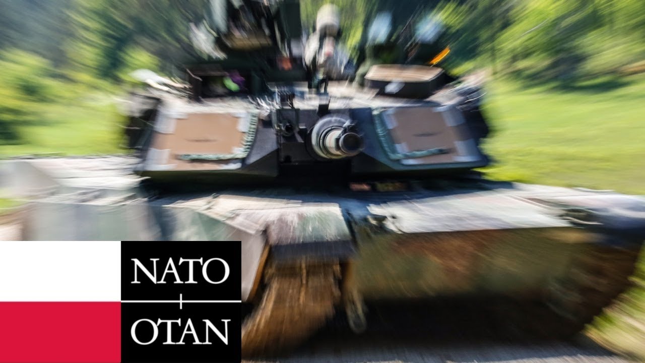 Poland, US Army. Powerful M1A2 Abrams tanks with live firing at NATO ...