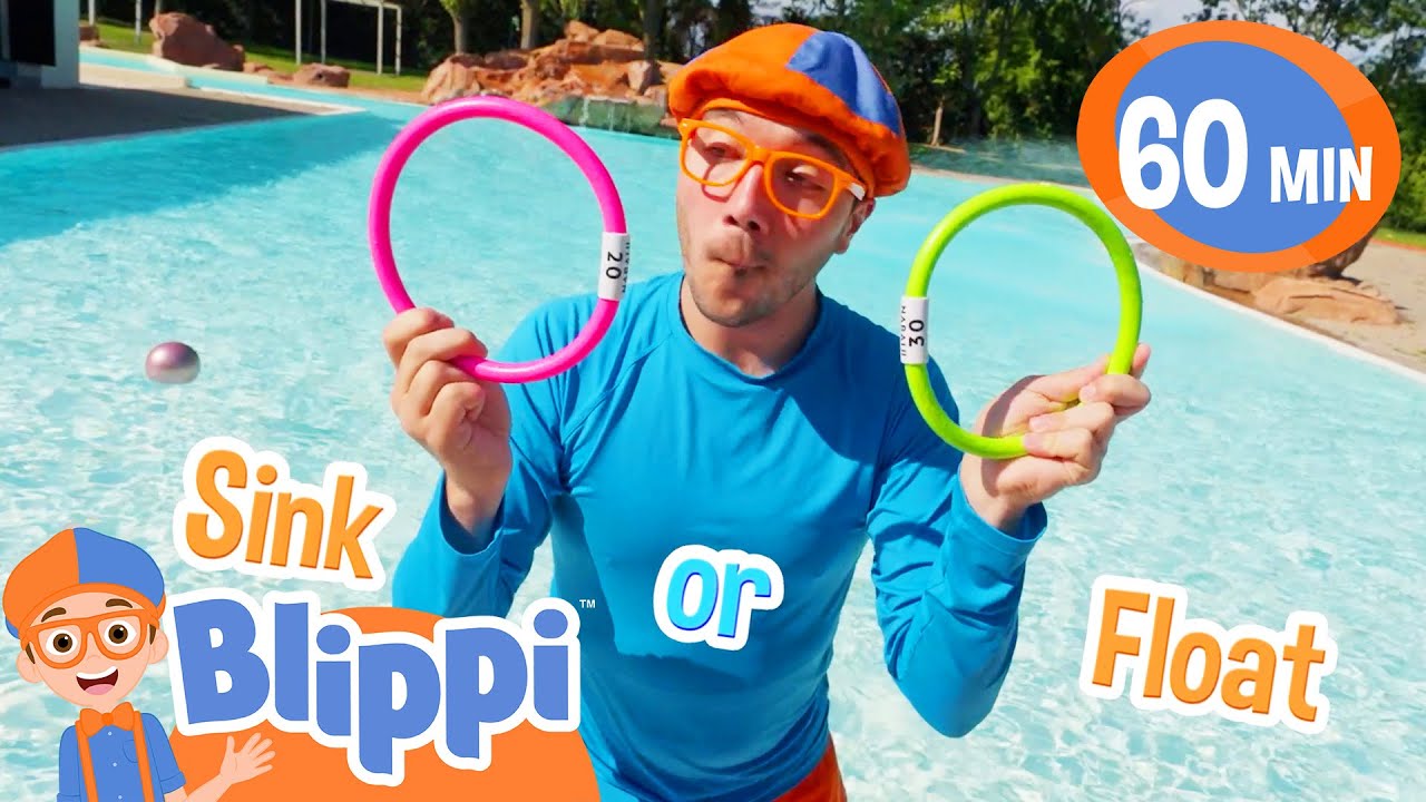 Blippi Plays Sink or Float in the POOL | Fun with Blippi! | Blippi ...