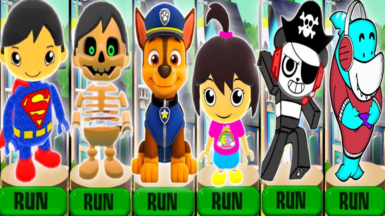 Tag with Ryan vs Superman Ryan vs skull Ryan vs Paw patrol run vs Kate ...